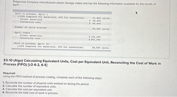 Solved Calculate the cost per equivalent unit. (Round | Chegg.com