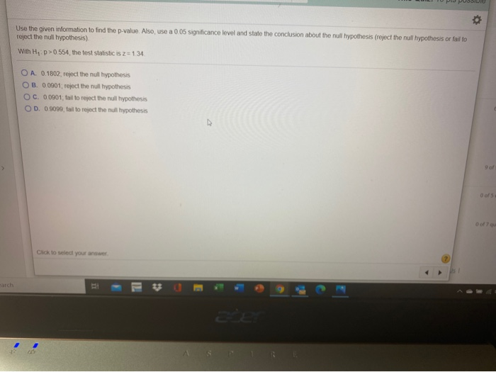 Solved Use the given information to find the p-value. Also, | Chegg.com
