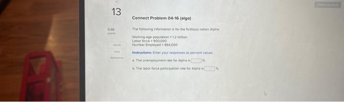 Solved Connect Problem 04-16 (algo) The following infoimabon | Chegg.com