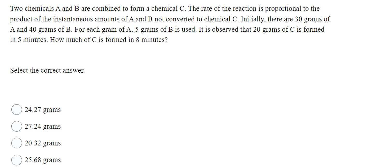Solved Two chemicals A and B are combined to form a chemical | Chegg.com