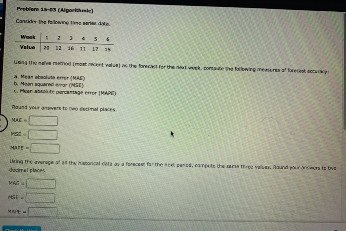 Solved Problem 15-03 (Algorithmic) Consider the following | Chegg.com