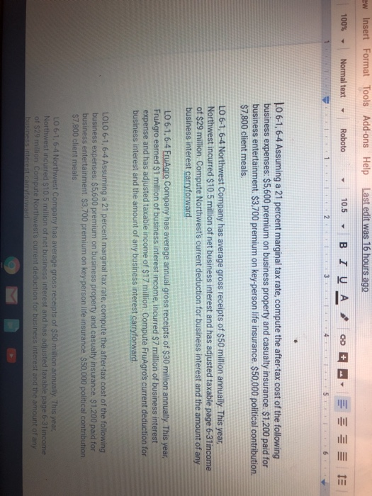 Solved ew Insert Format Tools Add-ons Help Last edit was 16 | Chegg.com