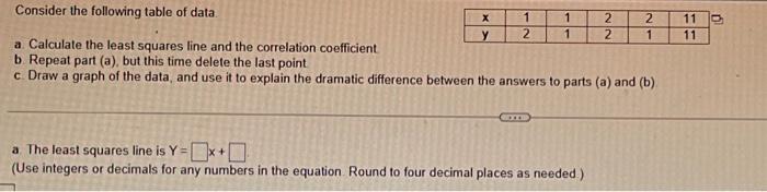 Solved Consider the following table of data. a. Calculate | Chegg.com