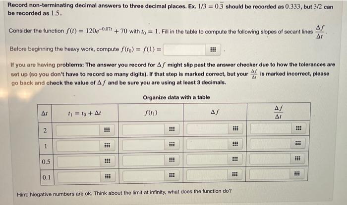 Solved ecord non-terminating decimal answers to three | Chegg.com