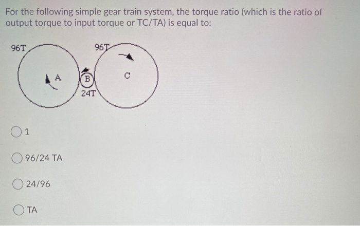 Solved For the following simple gear train system, the | Chegg.com