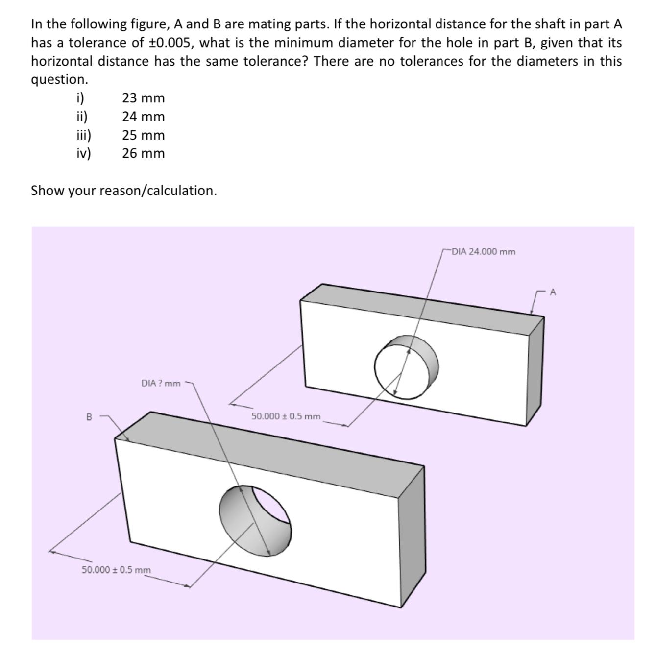 In the following figure, A and B ﻿are mating parts. | Chegg.com