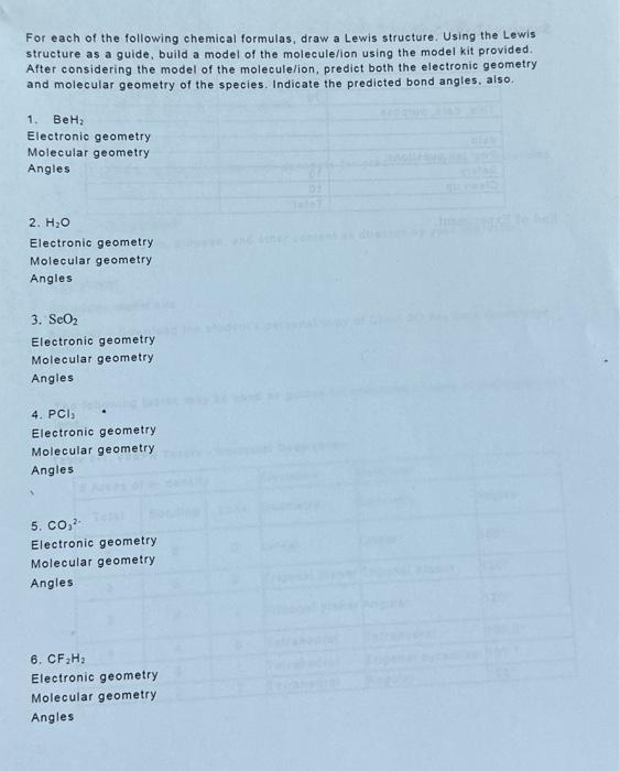 Solved For each of the following chemical formulas, draw a | Chegg.com