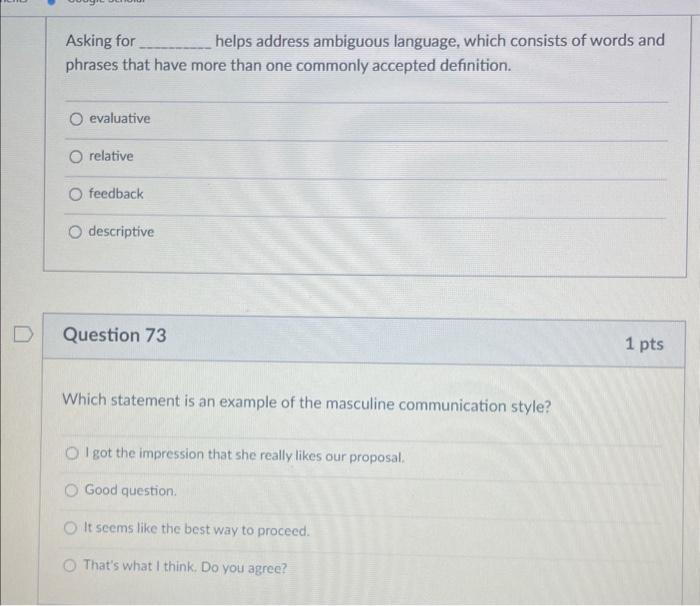 Asking for helps address ambiguous language, which | Chegg.com