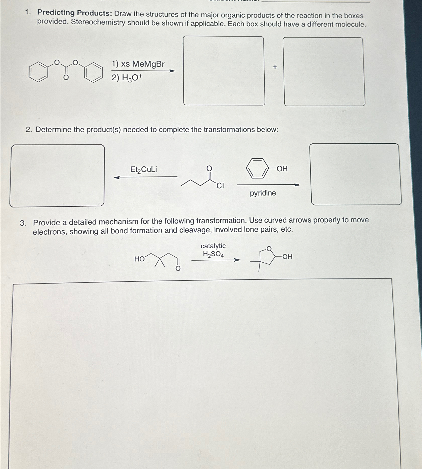 Solved Predicting Products: Draw the structures of the major | Chegg.com