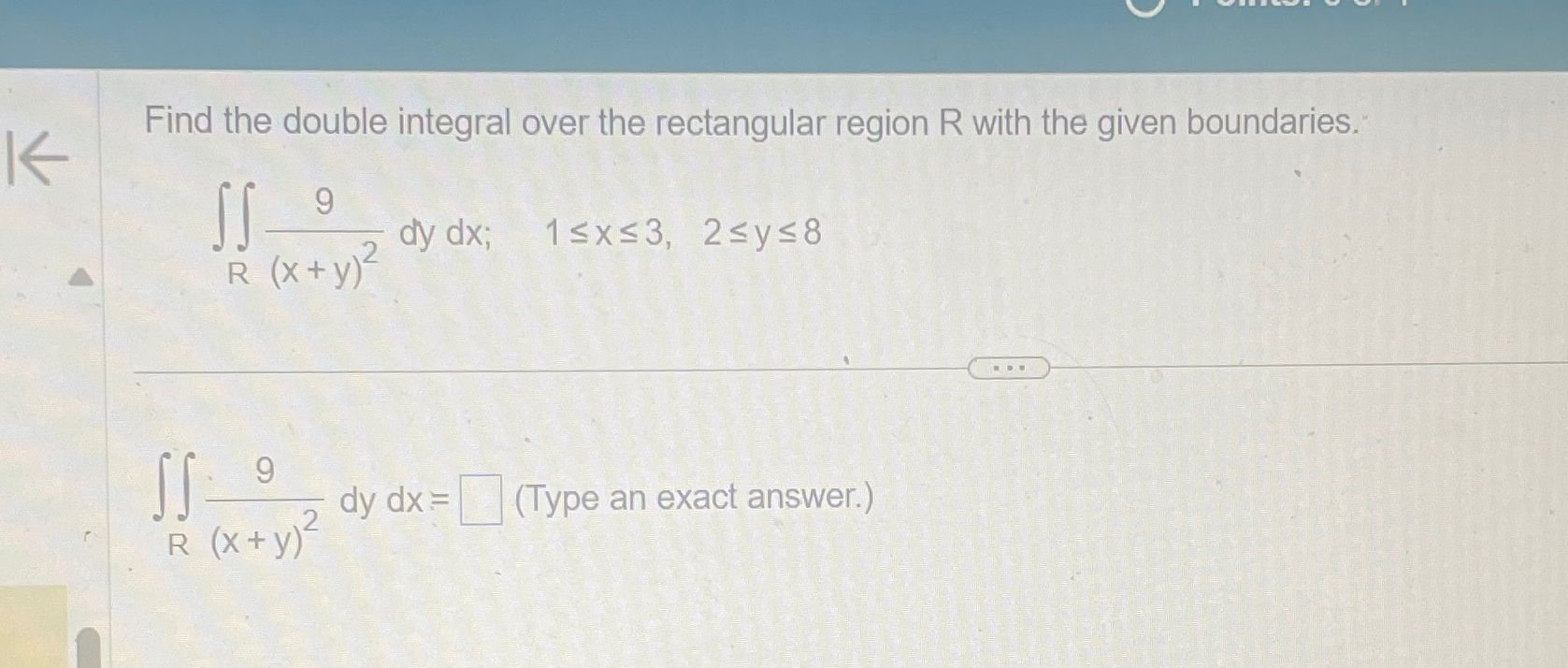 Solved Find the double integral over the rectangular region | Chegg.com