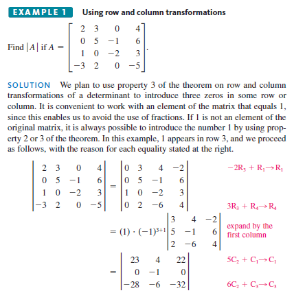 Solved: Find the determinant of the matrix after introducing zeros ...