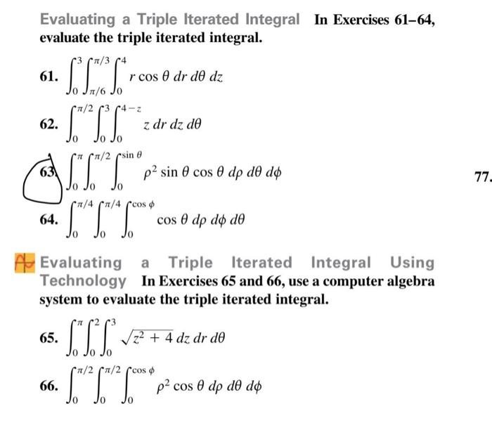 Solved Evaluating a Triple Iterated Integral In Exercises | Chegg.com