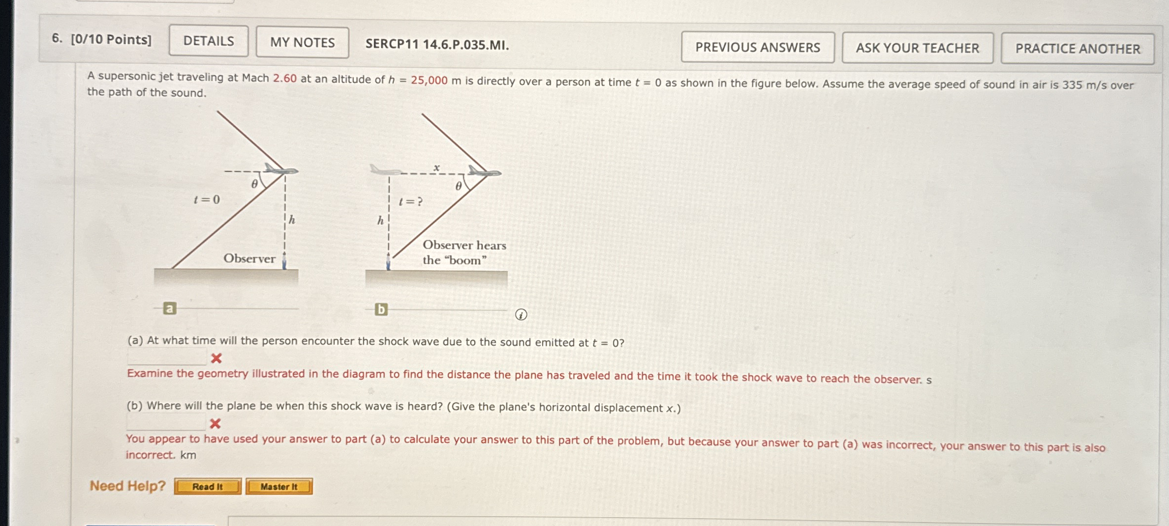Solved [0/10 ﻿Points]SERCP11 14.6.P.035.MI.A supersonic jet | Chegg.com