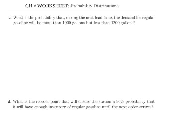 Solved CH 6 WORKSHEET: Probability Distributions Problem 2. | Chegg.com