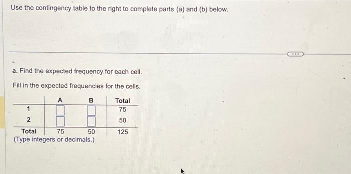 Solved Use the contingency table to the right to complete | Chegg.com