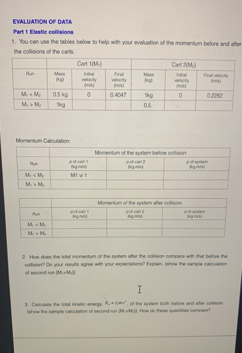Solved 2. How does the total momentum of the system after | Chegg.com