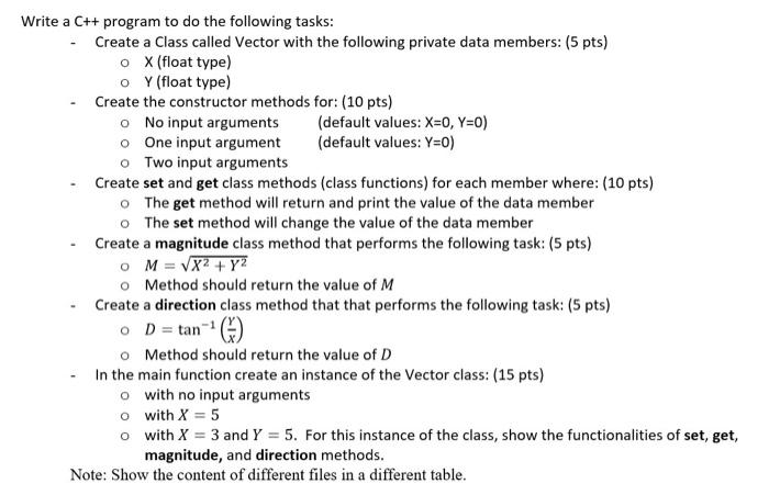 Solved Write a C++ program to do the following tasks: Create | Chegg.com