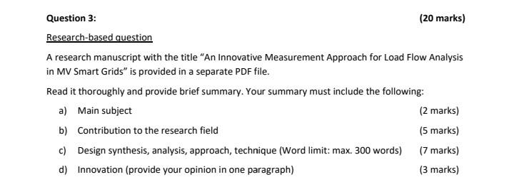 Solved Question 3: (20 marks) Research-based question A | Chegg.com