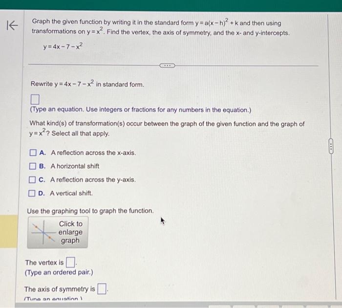 Solved K Graph the given function by writing it in the | Chegg.com