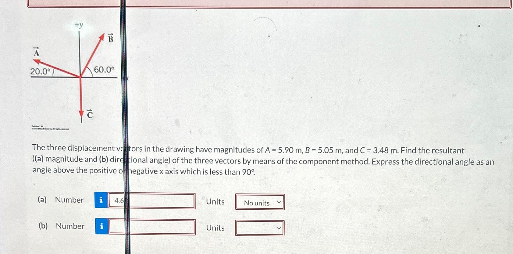 Solved The three displacement ve tors in the drawing have | Chegg.com