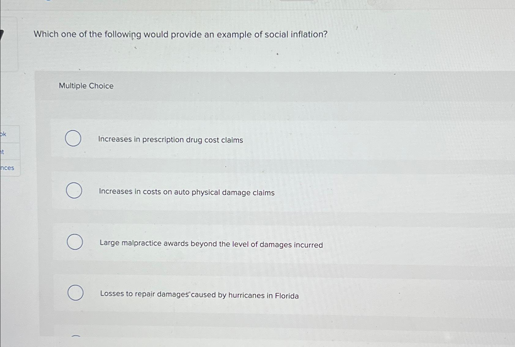 Solved Which one of the following would provide an example | Chegg.com