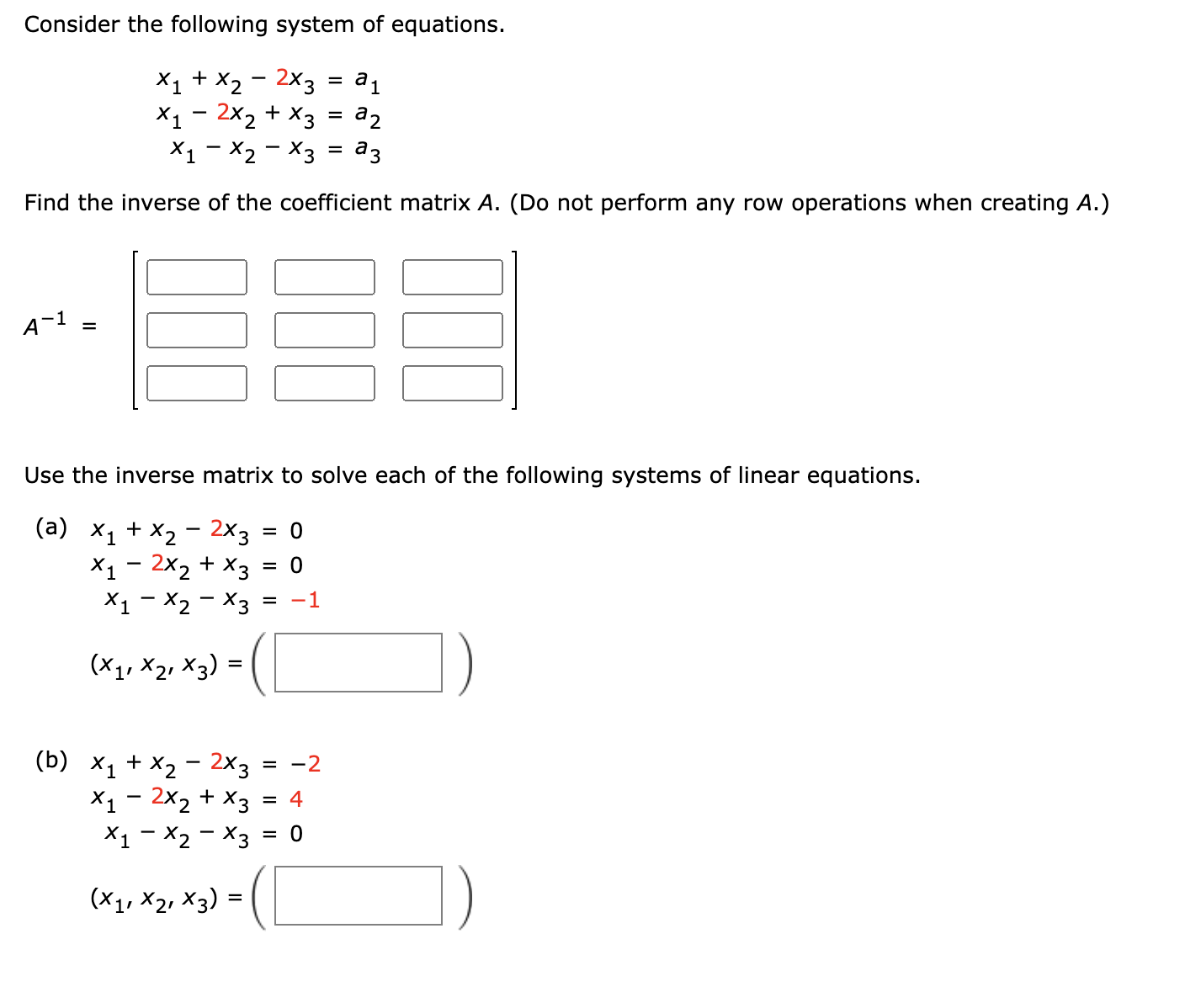 Solved Consider the following system of equations.x1 + | Chegg.com