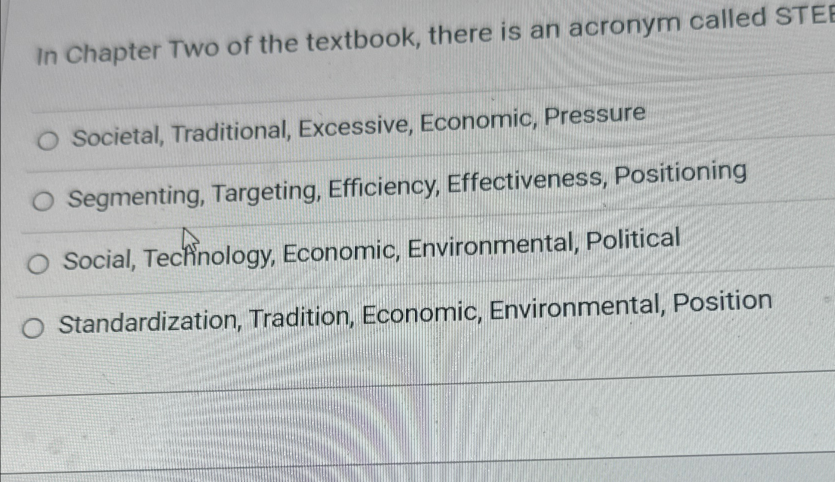 Solved In Chapter Two of the textbook, there is an acronym | Chegg.com