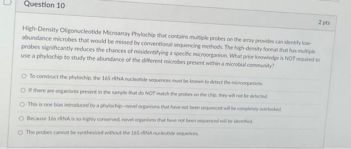 Solved High Density Oligonucleotide Microarray Phylochip