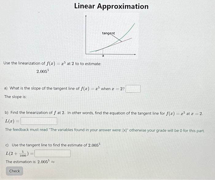 Solved Linear Approximation Use The Linearization Of F X X5