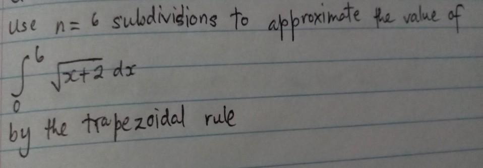 Solved Use n= 6 subdivisions to approximate the value of Si | Chegg.com