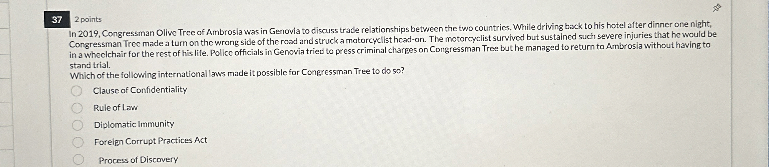 Solved 372 ﻿pointsIn 2019, ﻿Congressman Olive Tree of | Chegg.com