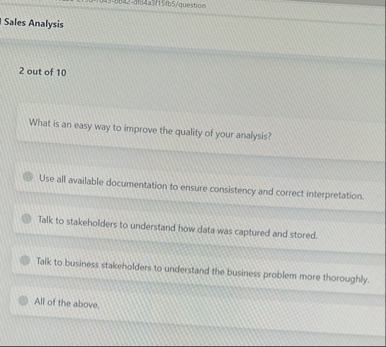 Solved Sales Analysis2 ﻿out of 10What is an easy way to | Chegg.com