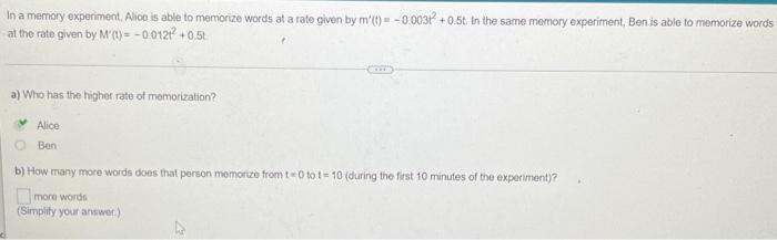 Solved In a memory experiment, Alice is able to memorize | Chegg.com