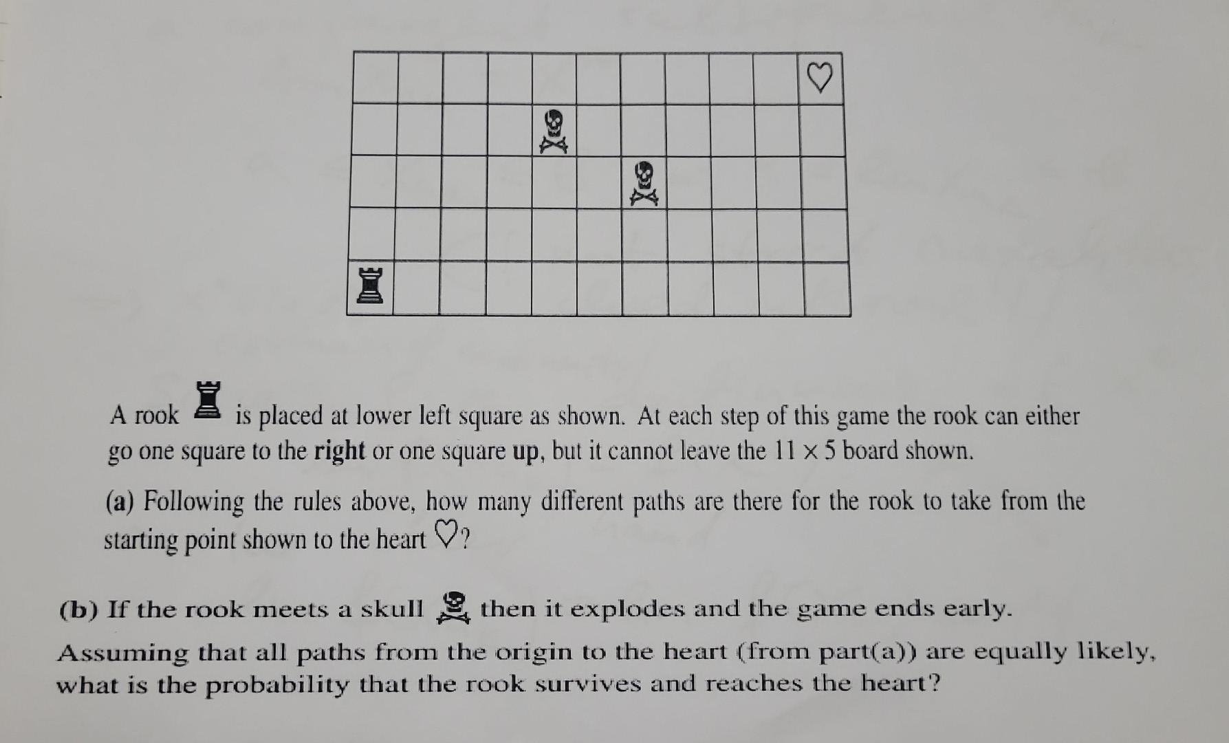 Solved A rook ≡ is placed at lower left square as shown. At | Chegg.com