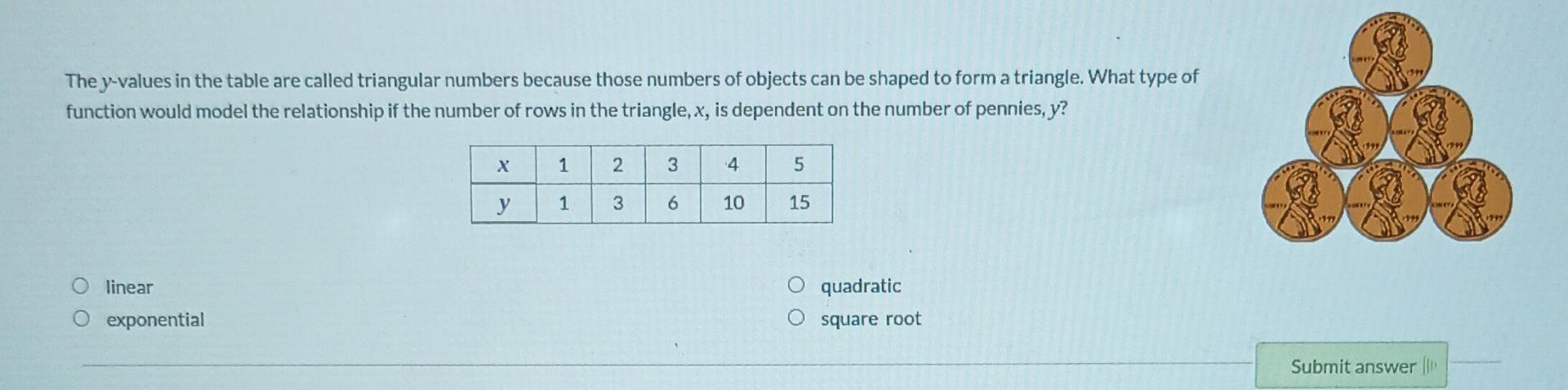 Solved The y-values in the table are called triangular | Chegg.com