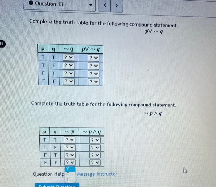 Solved esources Complete the truth table for the statement | Chegg.com