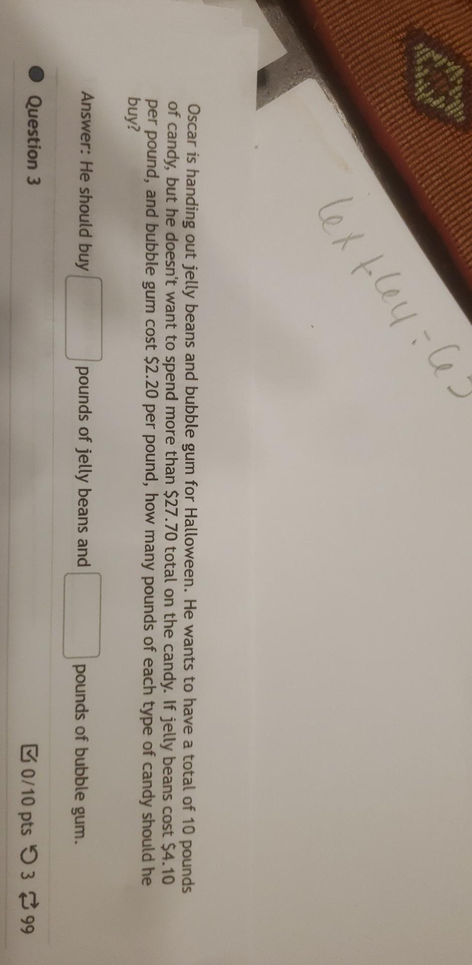 Solved Oscar is handing out jelly beans and bubble gum for | Chegg.com