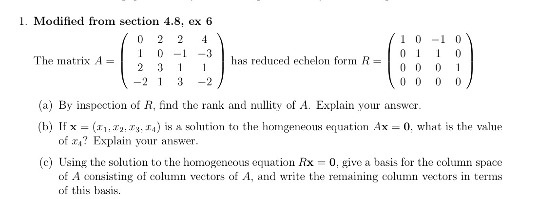 Solved Modified from section 4.8 , ﻿ex 6The matrix | Chegg.com