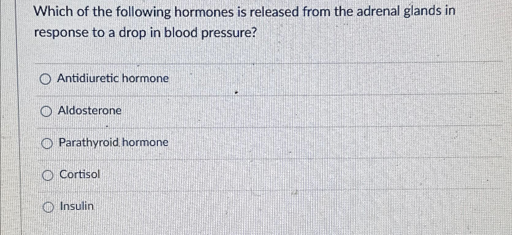 Solved Which of the following hormones is released from the | Chegg.com