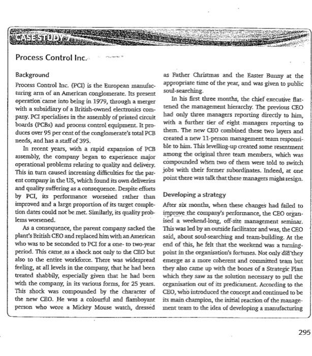 Solved CASE STUDY Process Control Inc. Background as Father | Chegg.com