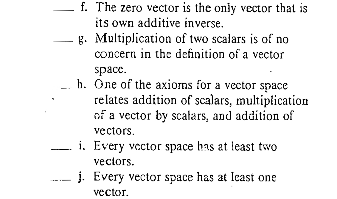 Solved True or false. ﻿The zero vector is the only vector | Chegg.com