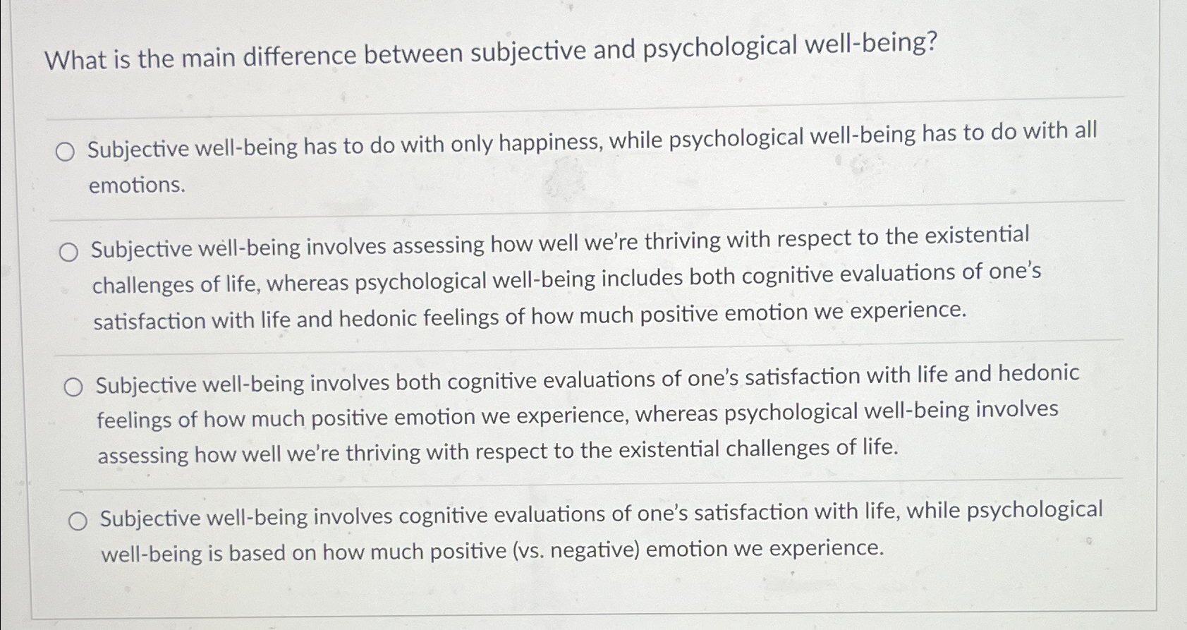Solved What Is The Main Difference Between Subjective And