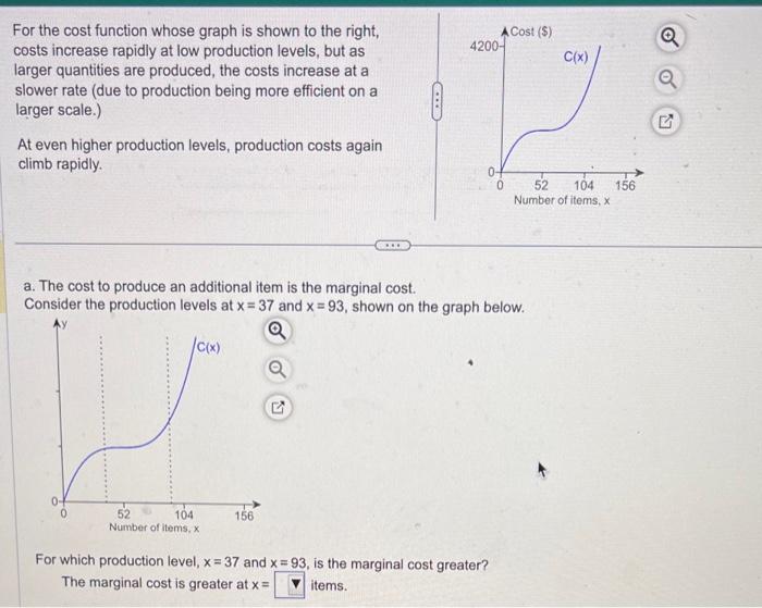 Solved For the cost function whose graph is shown to the | Chegg.com