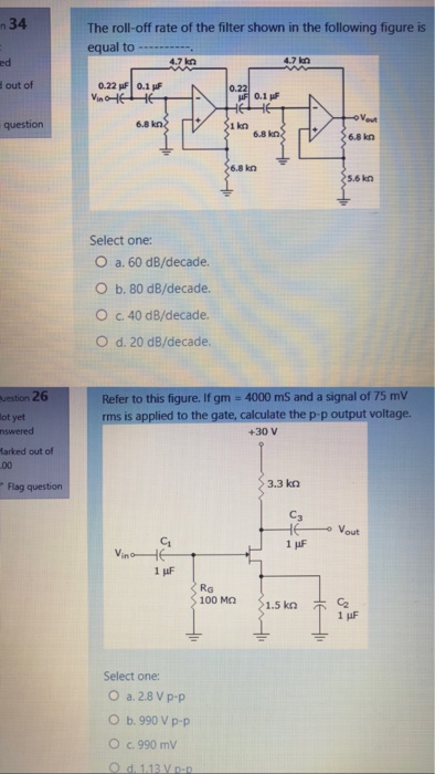 Solved n34 The roll-off rate of the filter shown in the | Chegg.com