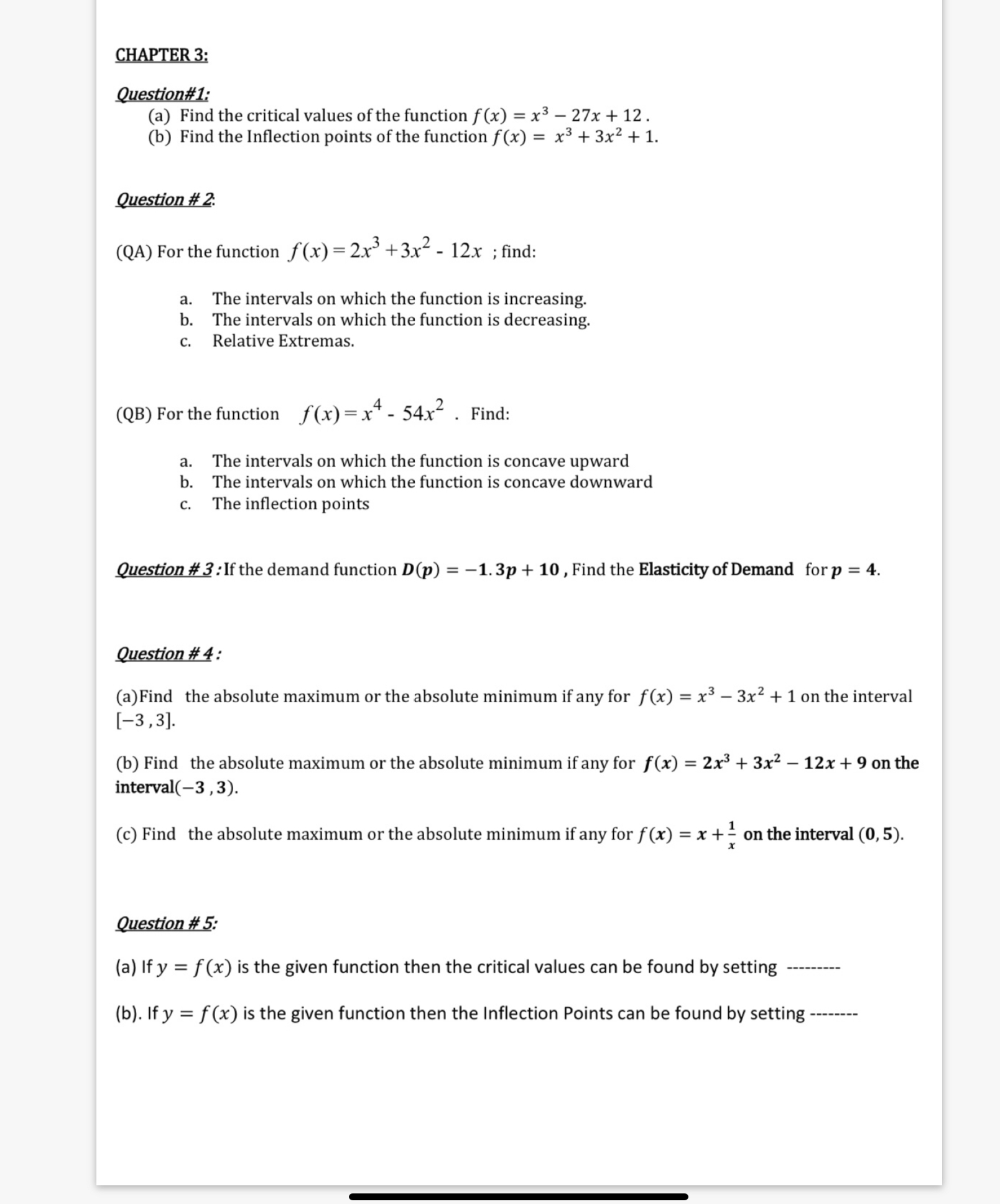 Solved CHAPTER 3:Question#1:(a) ﻿Find the critical values of | Chegg.com