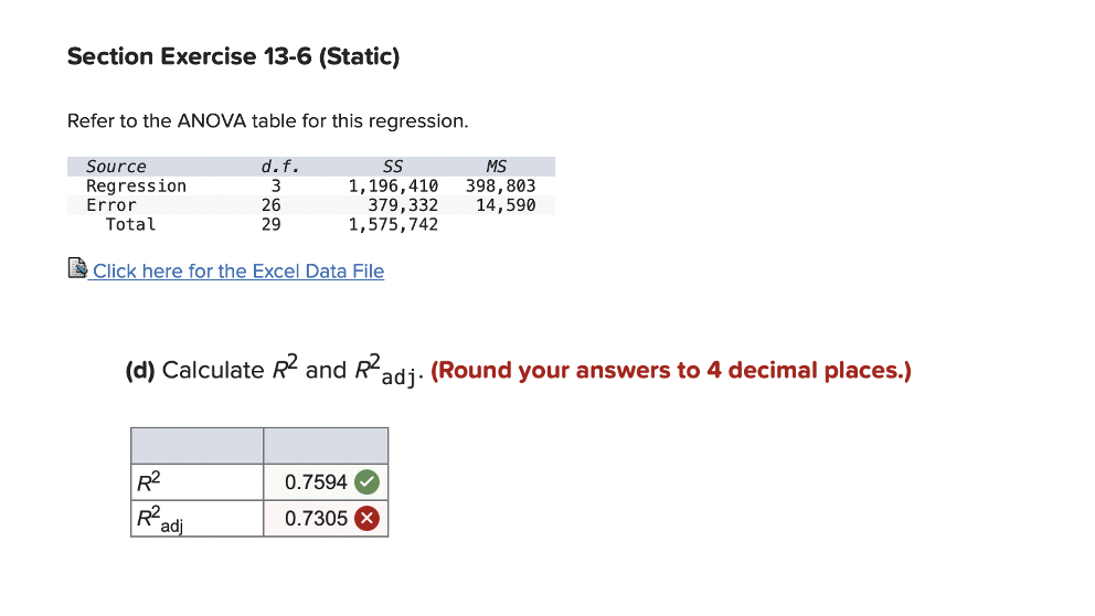 Solved Section Exercise 13-6 (Static)Refer to the ANOVA | Chegg.com