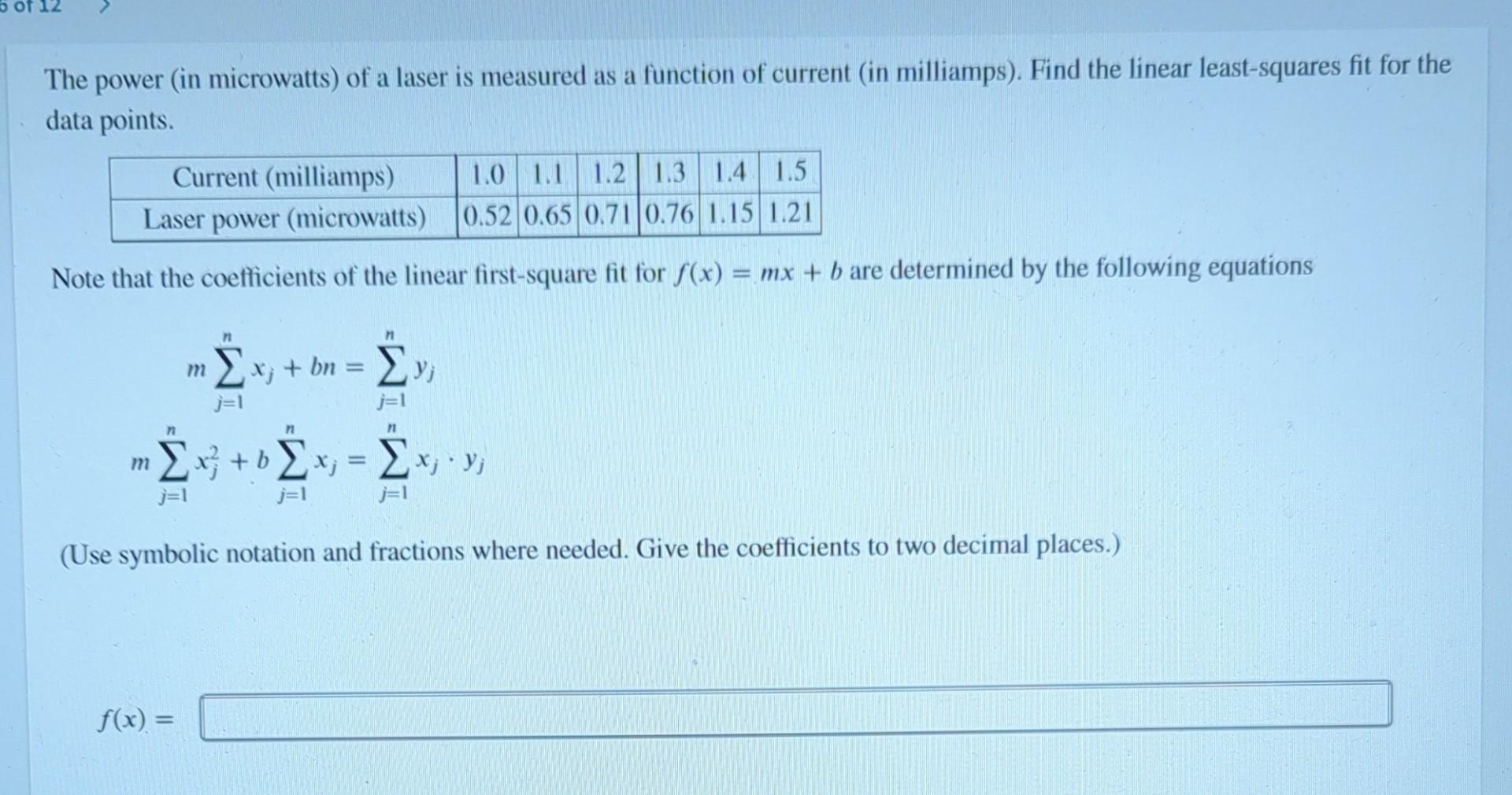 Solved The power (in microwatts) of a laser is measured as a | Chegg.com