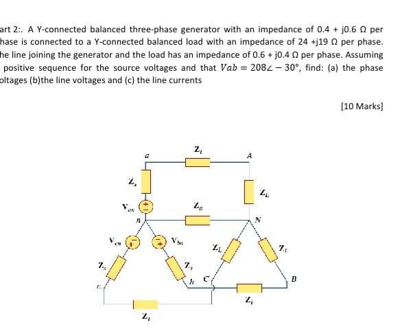 Solved art 2:. A Y-connected balanced three-phase generator | Chegg.com