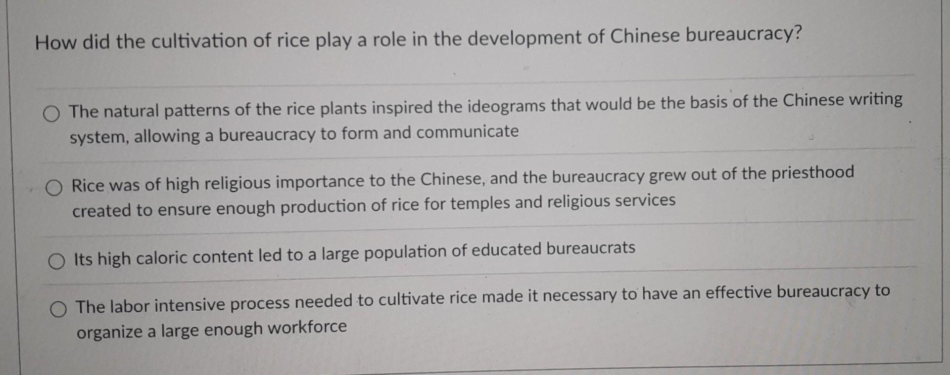 How did the cultivation of rice play a role in the | Chegg.com