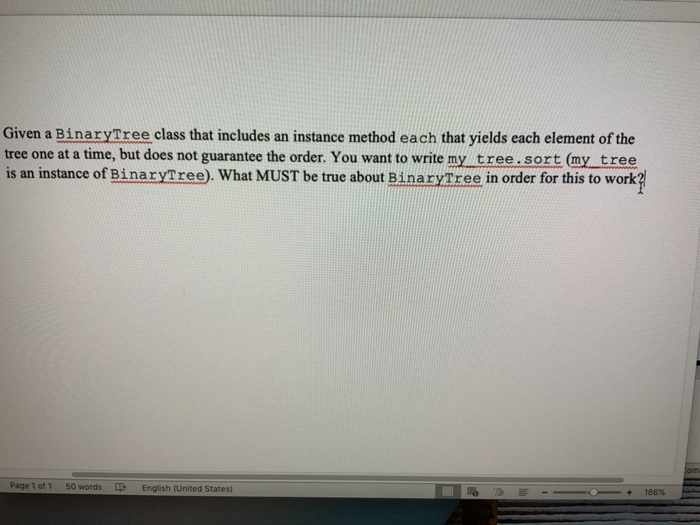 Solved Given a BinaryTree class that includes an instance | Chegg.com